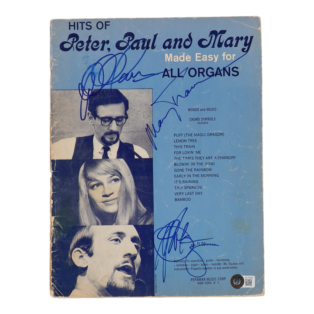 Peter Yarrow, Paul Stookey & Mary Travers Signed "Peter, Paul and Mary ...