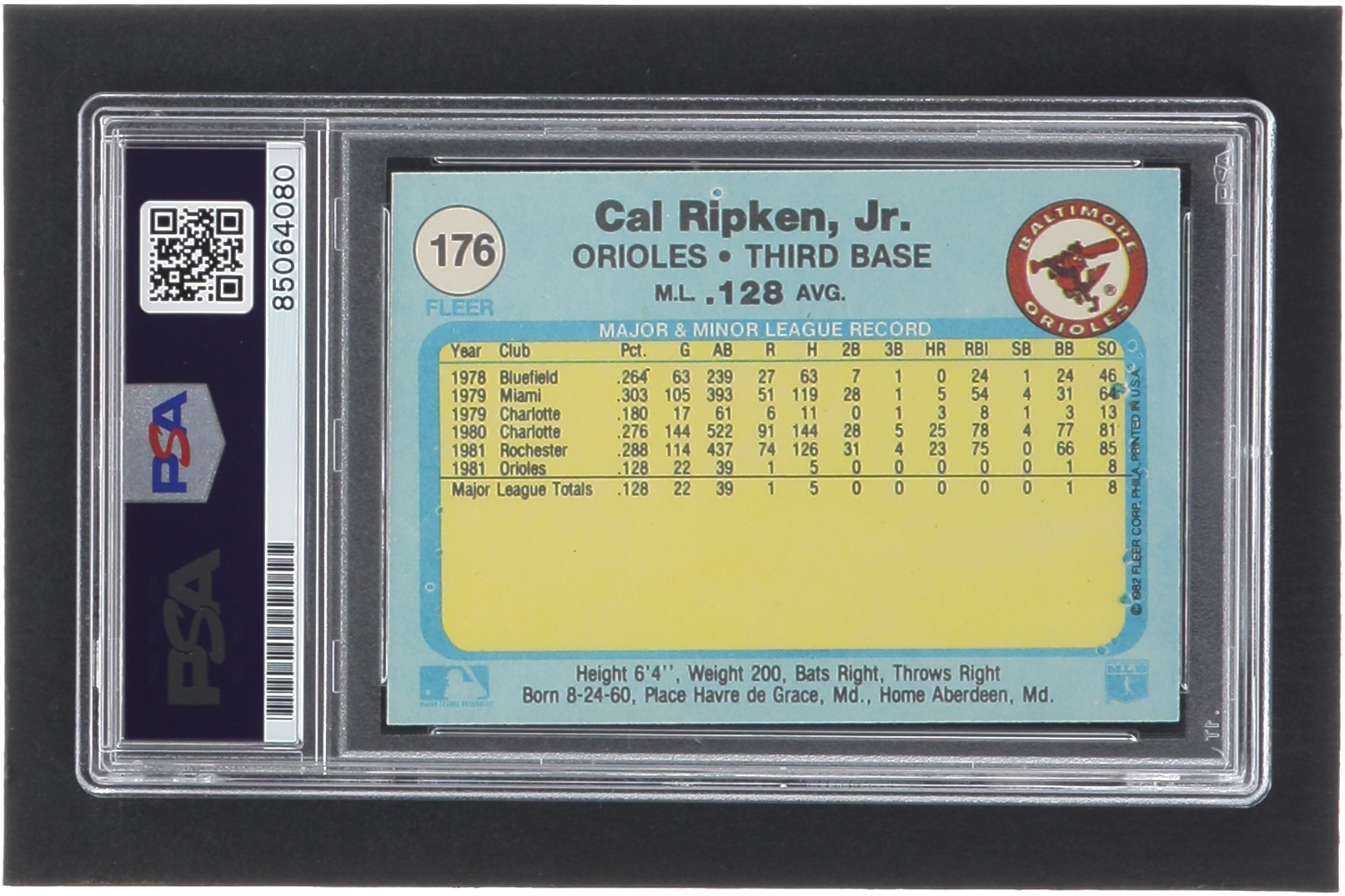 Cal Ripken Jr. Signed 1982 Fleer #176 RC (PSA) | Pristine Auction