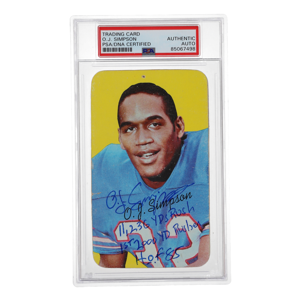 O.J. Simpson Signed 1970 Topps Super #24 RC with Multiple Inscriptions ...