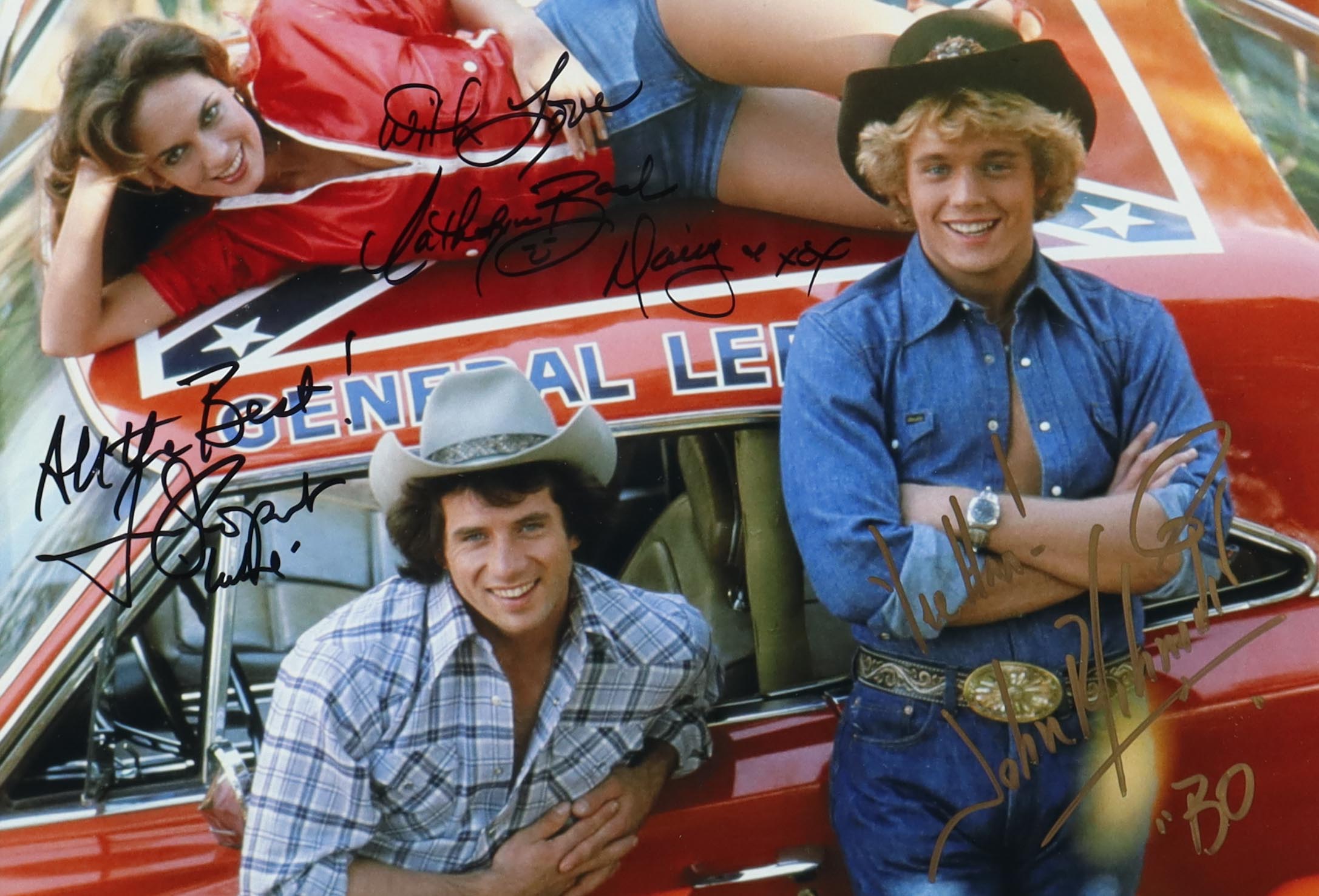 Catherine Bach, Tom Wopat & John Schneider Signed "Dukes of Hazzard ...