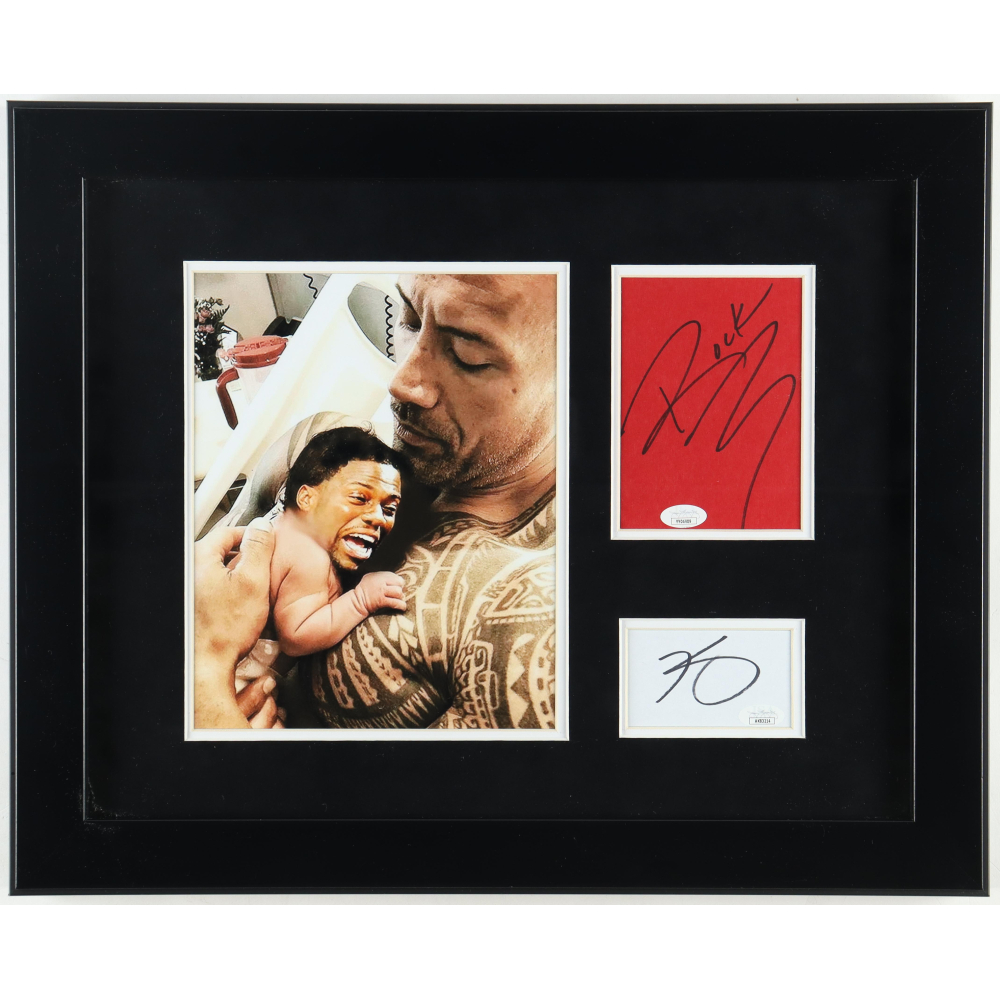 Dwayne Johnson & Kevin Hart Signed Custom Framed Cut Display (JSA ...