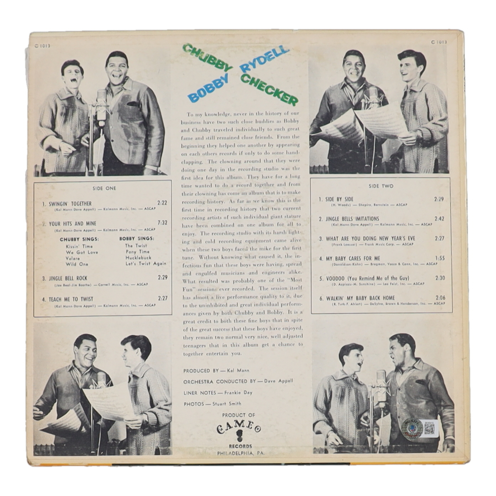 Chubby Checker & Bobby Rydell Signed Vinyl Album Record Inscribed "2015 ...