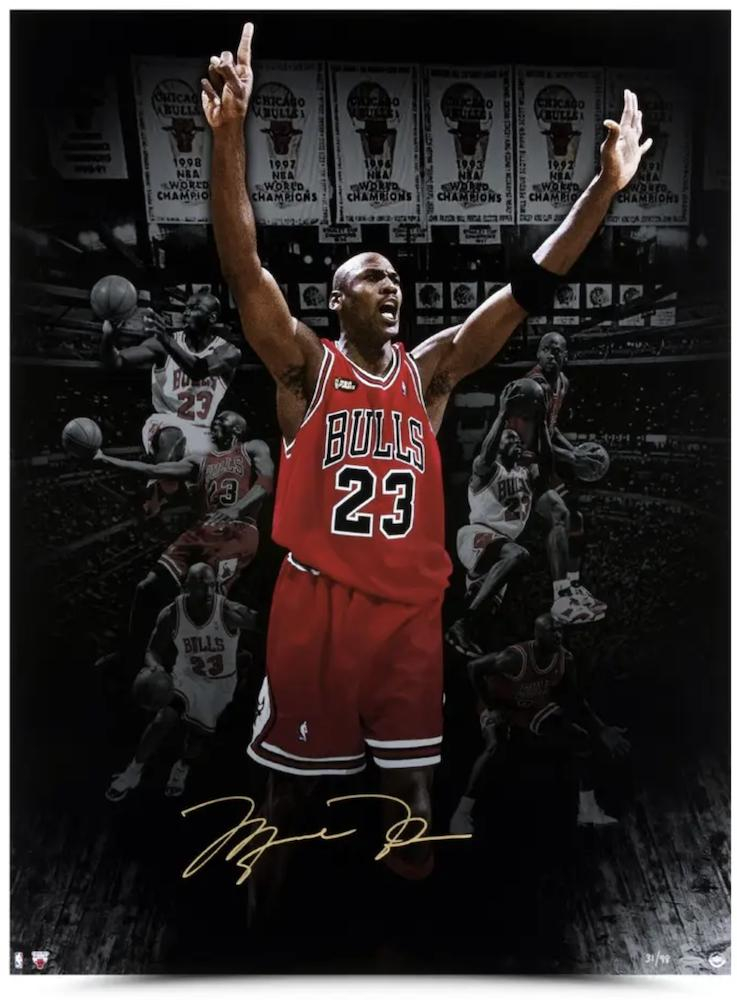 Michael Jordan Signed LE Bulls "6 Banners" 30x40 Photo (UDA) | Pristine ...