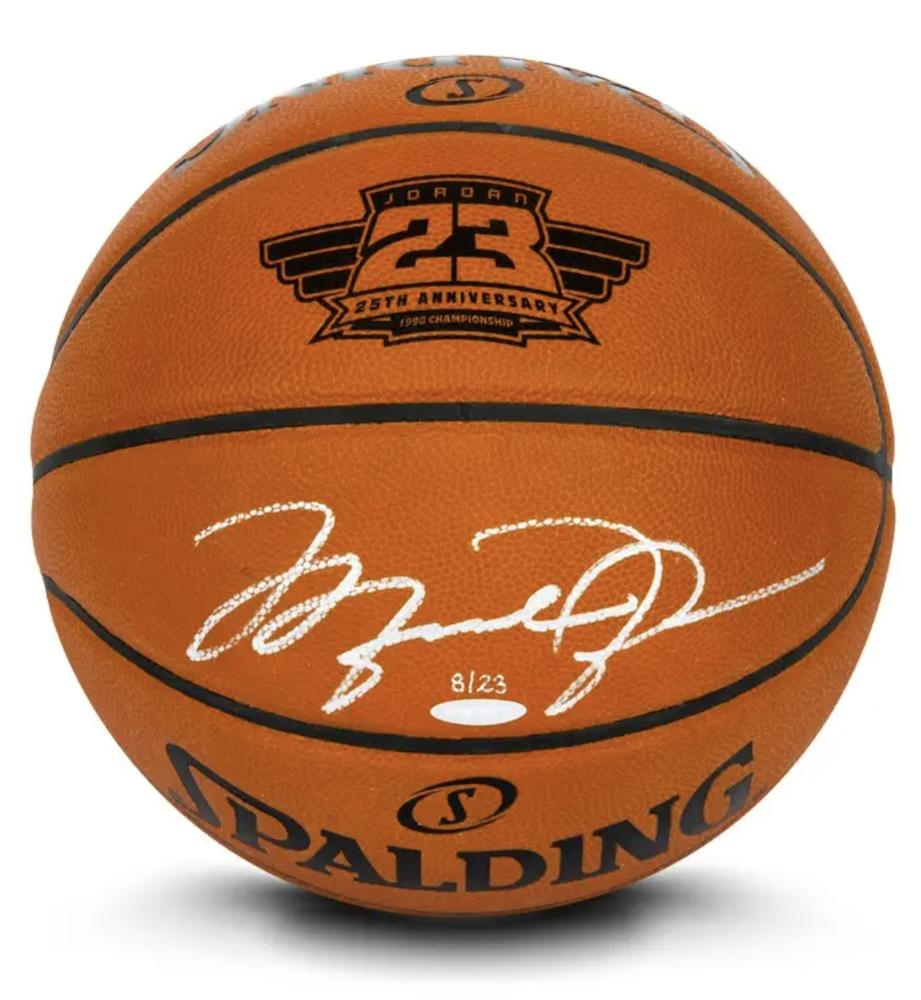 Michael Jordan Signed Bulls 25th Anniversary Engraved Basketball (UDA ...