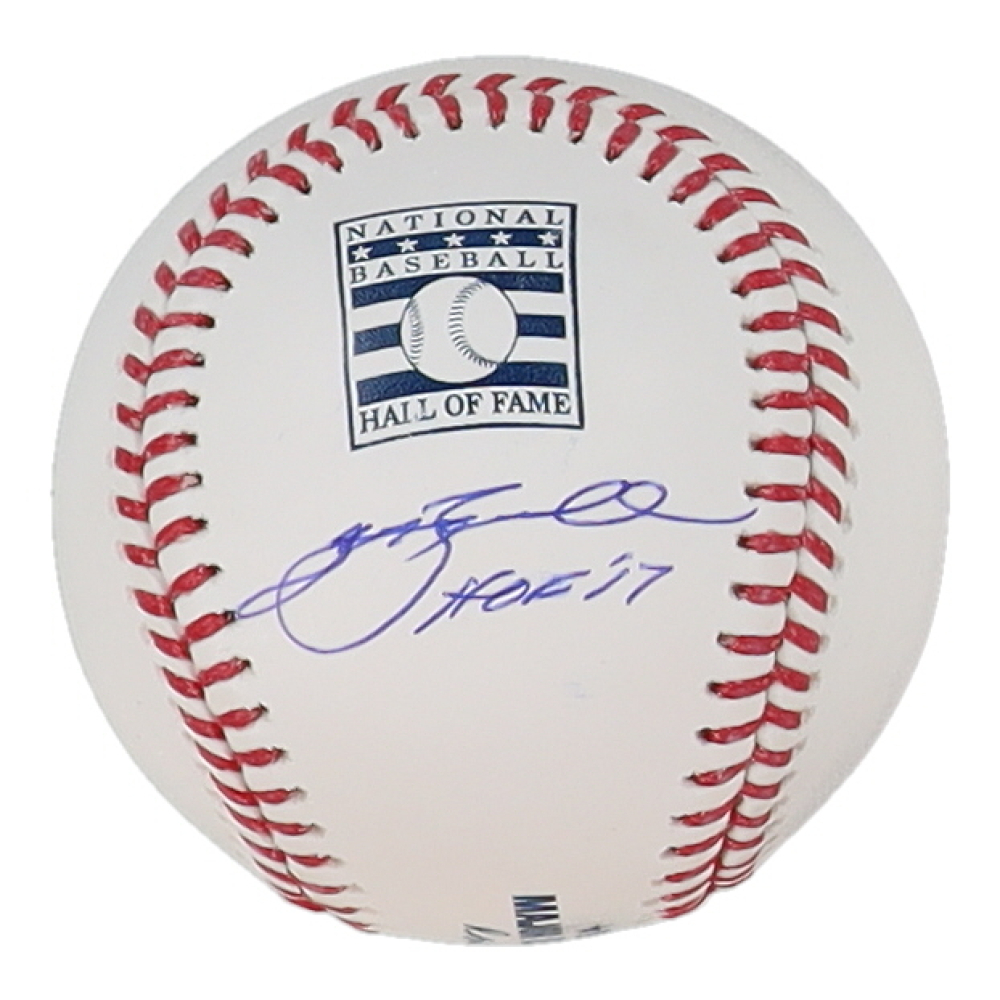 Jeff Bagwell Signed OML Hall of Fame Logo Baseball Inscribed "HOF 17 ...