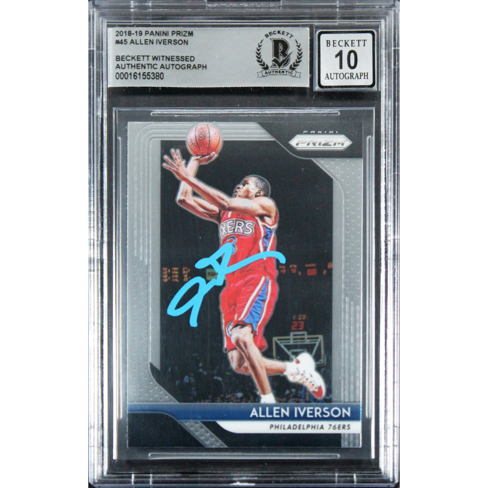 Allen Iverson Signed 2018-19 Panini Prizm #45 (BGS | Autograph Graded ...