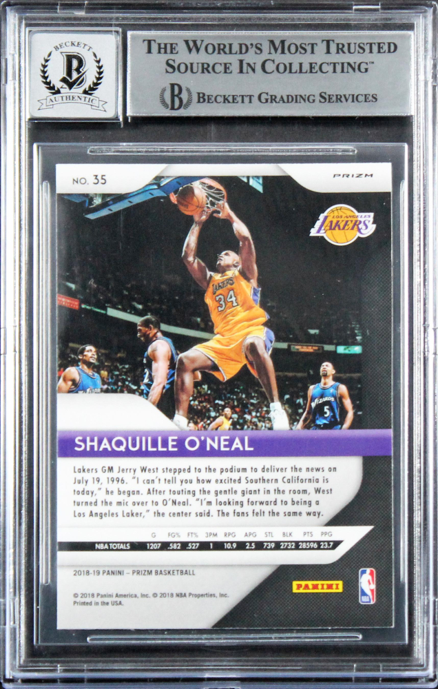 Shaquille O'Neal Signed 2018-19 Panini Prizm Prizms Red White and Blue ...