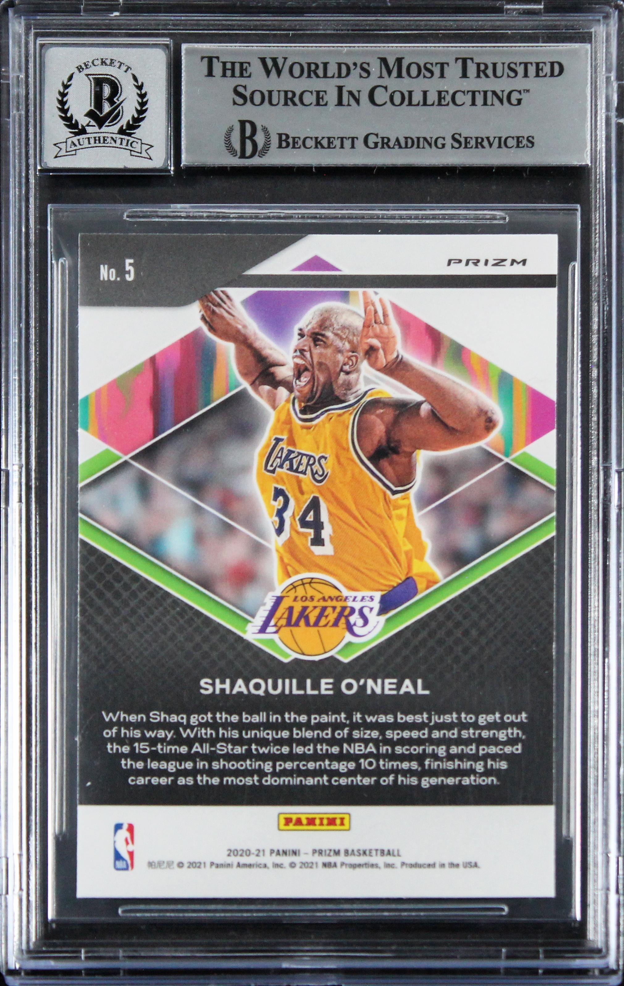 Shaquille O'Neal Signed 2020-21 Panini Prizm Fearless Prizms Hyper #5 ...