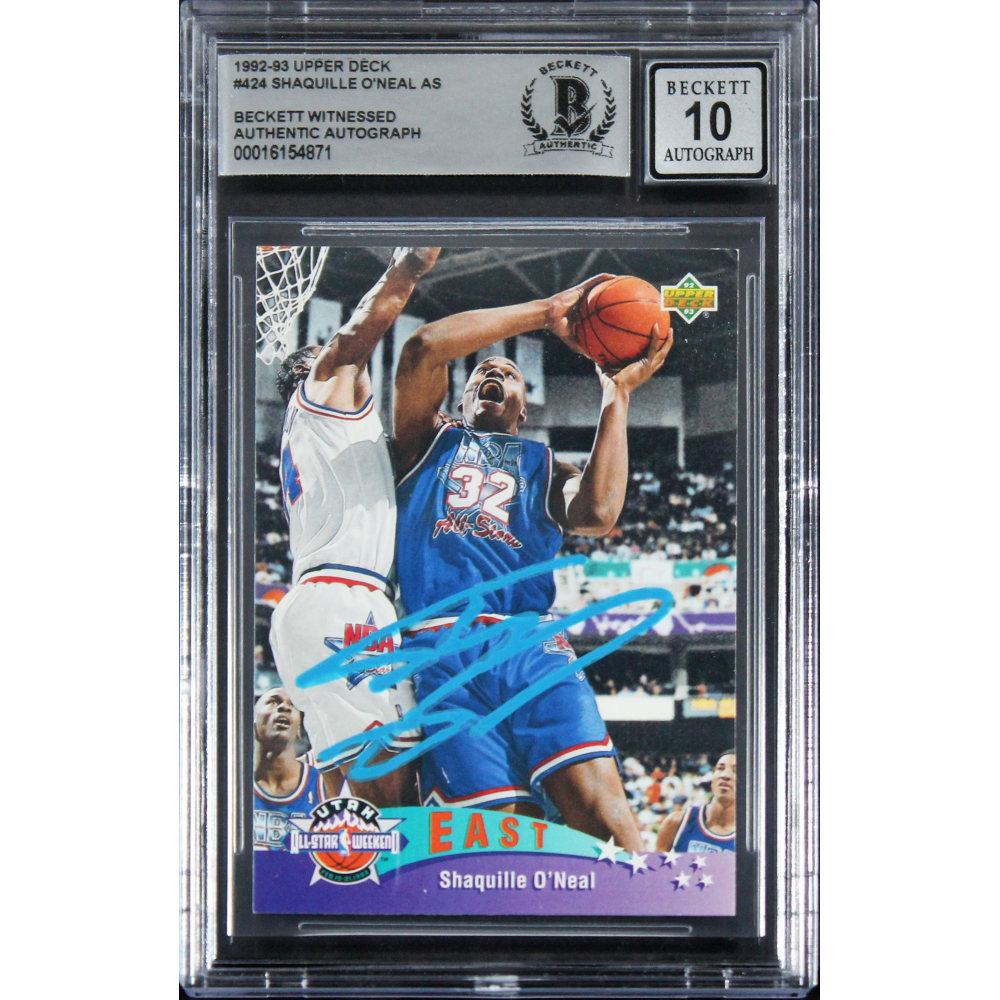 Shaquille O'Neal Signed 1992-93 Upper Deck #424 RC AS (BGS | Autograph ...