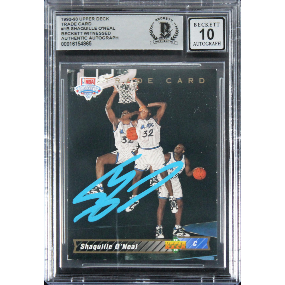 Shaquille O'Neal Signed 1992-93 Upper Deck Trade #1B (BGS | Autograph ...