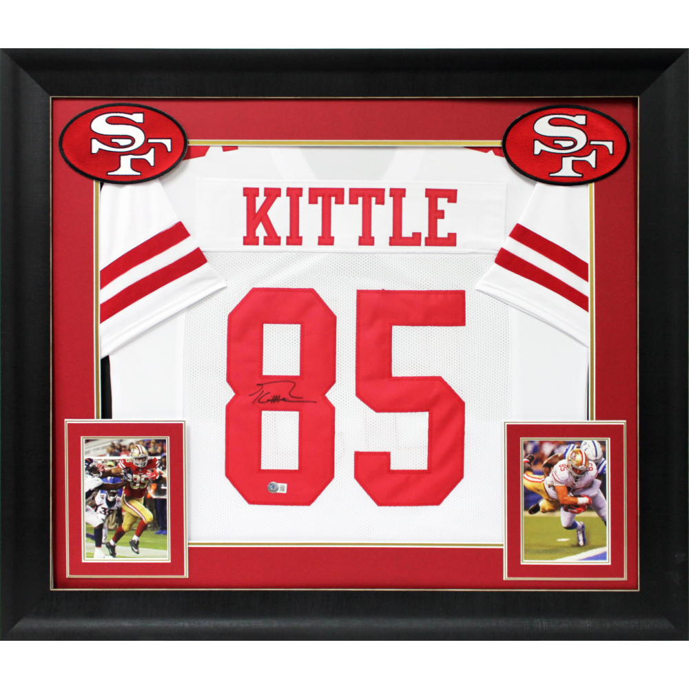 George Kittle Signed Custom Framed Jersey Display (Beckett) | Pristine ...