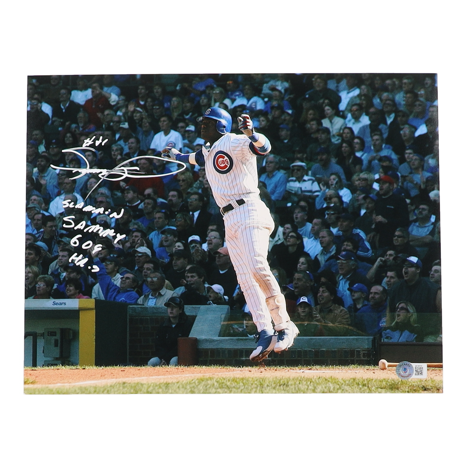 Sammy Sosa Signed Cubs 11x14 Photo Inscribed "Slammin Sammy 600 HR's ...