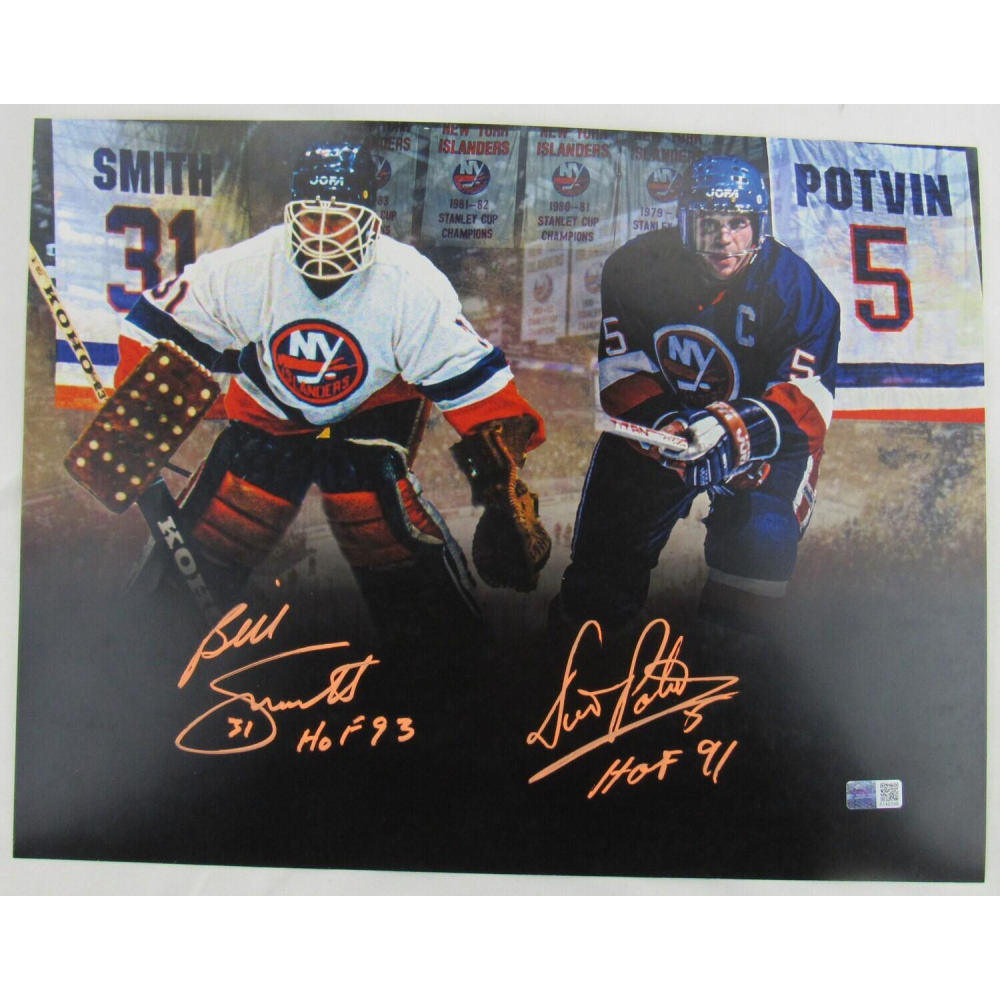 Billy Smith & Denis Potvin Signed Rangers 11x14 Photo Inscribed "HOF 93 ...