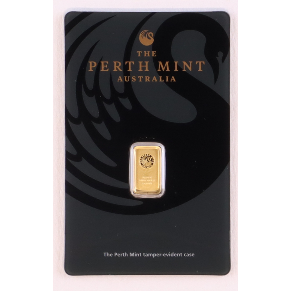 The Perth Mint Australia 1g .999 Fine Gold Bar in Assay | Pristine Auction