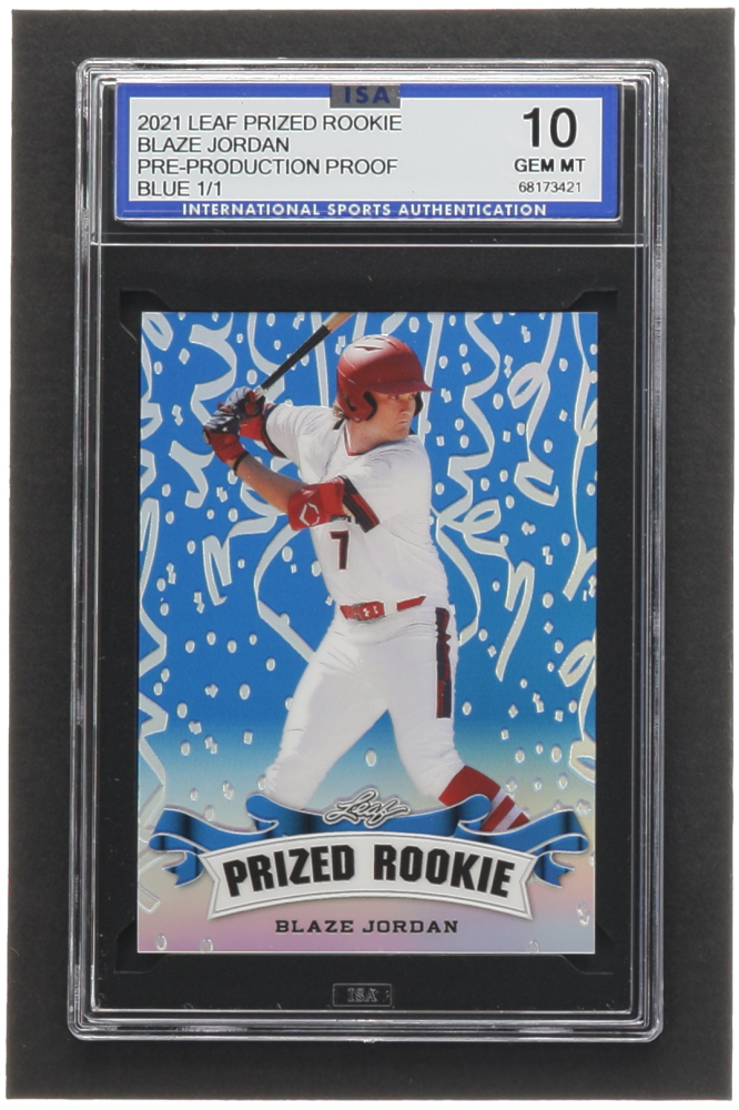 Blaze Jordan 2021 Leaf Metal Special Release Prized Rookie Rainbow Blue ...