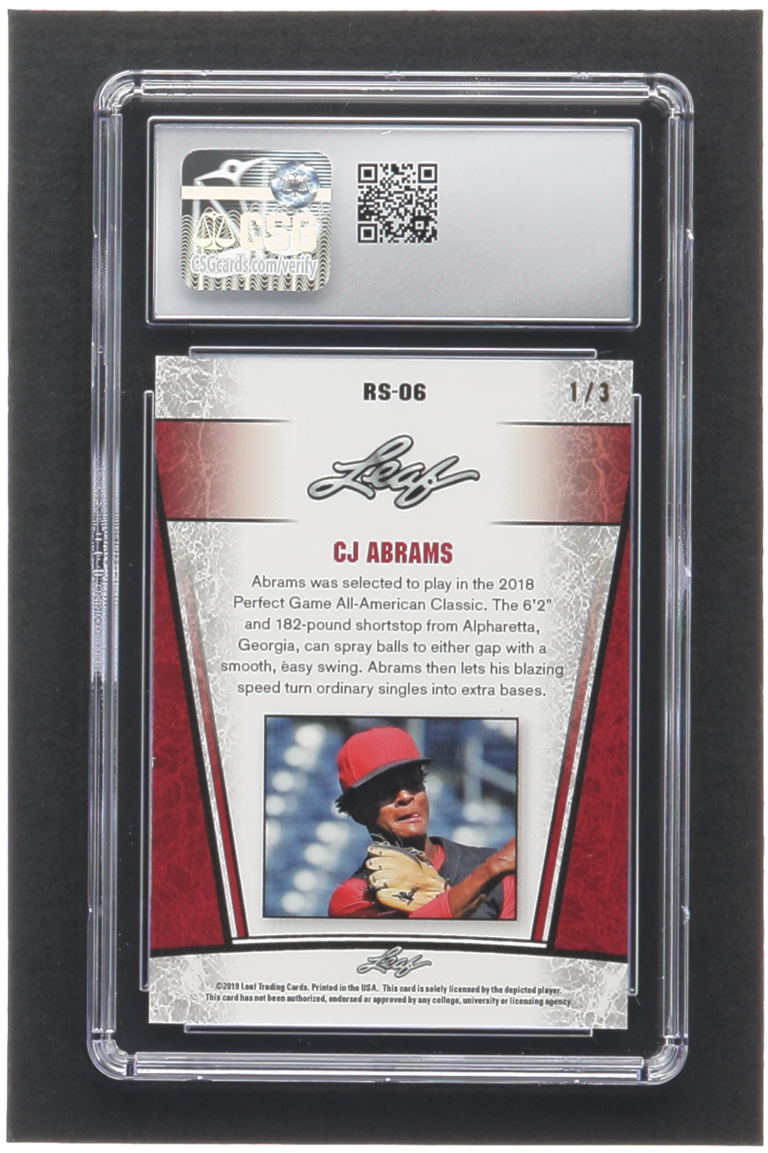 CJ Abrams 2019 Leaf Metal Special Release Rookie Silver Rainbow Orange ...