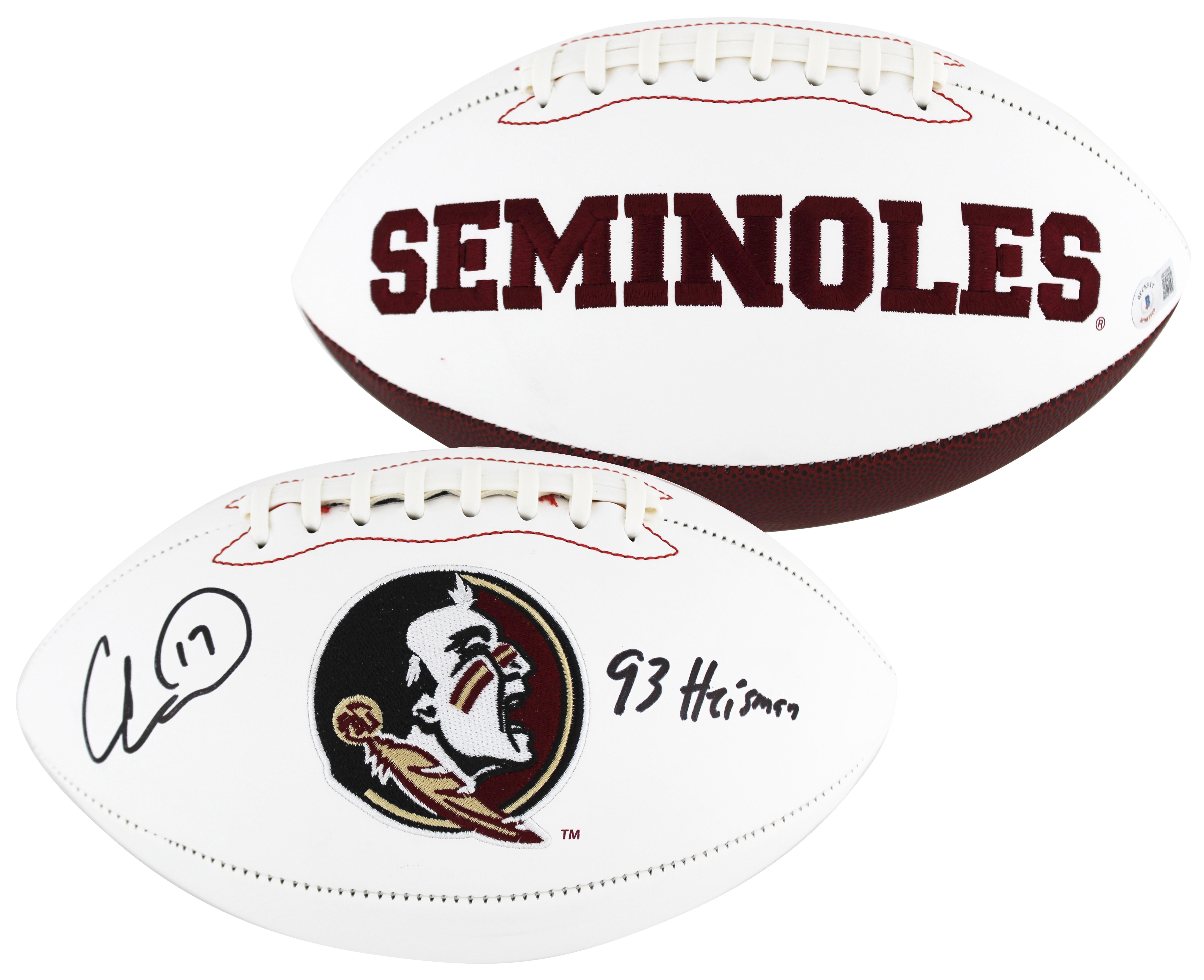 Charlie Ward Signed Florida State Seminoles Logo Football Inscribed ...
