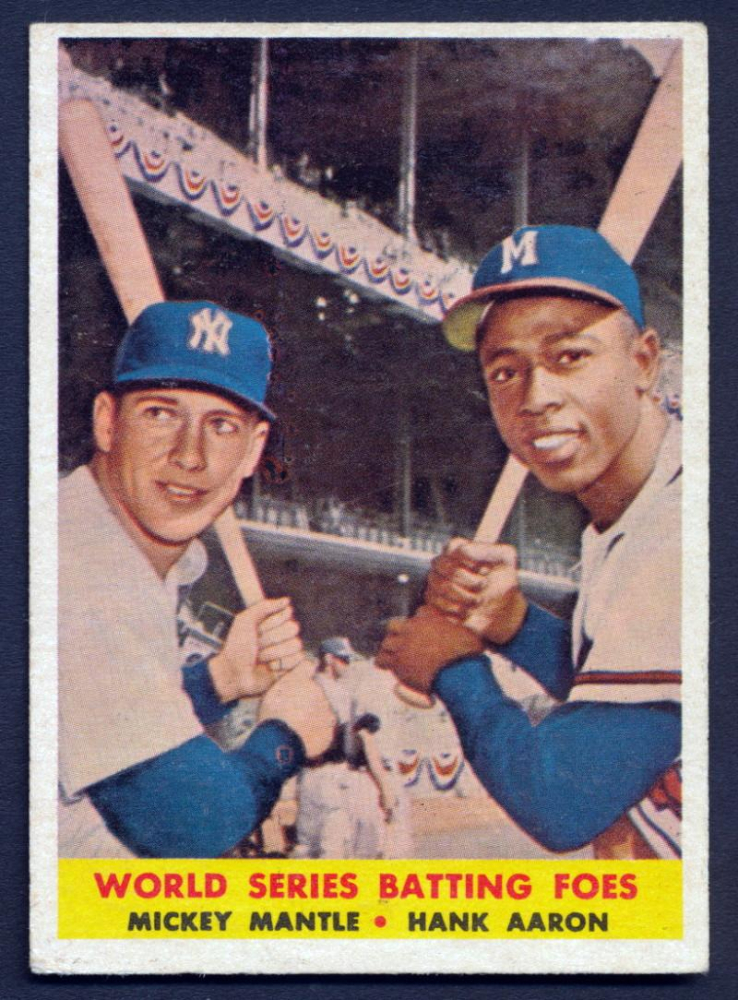 Mickey Mantle / Hank Aaron 1958 Topps #418 World Series Batting Foes ...