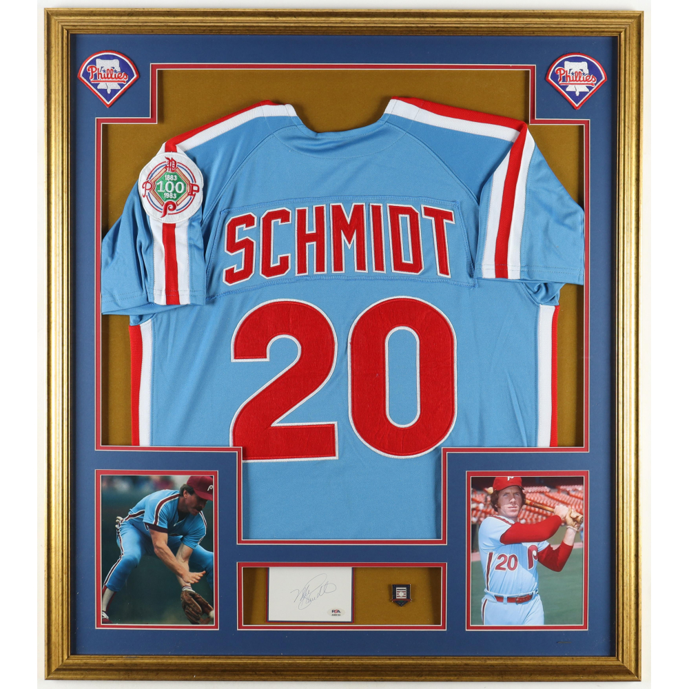 Mike Schmidt Signed Custom Framed Cut Display With Jersey & HOF Pin ...