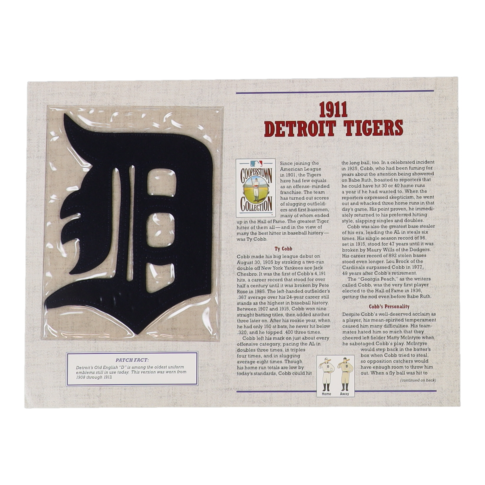 Cooperstown Collection 1911 Detroit Tigers Cloth Uniform Patch ...