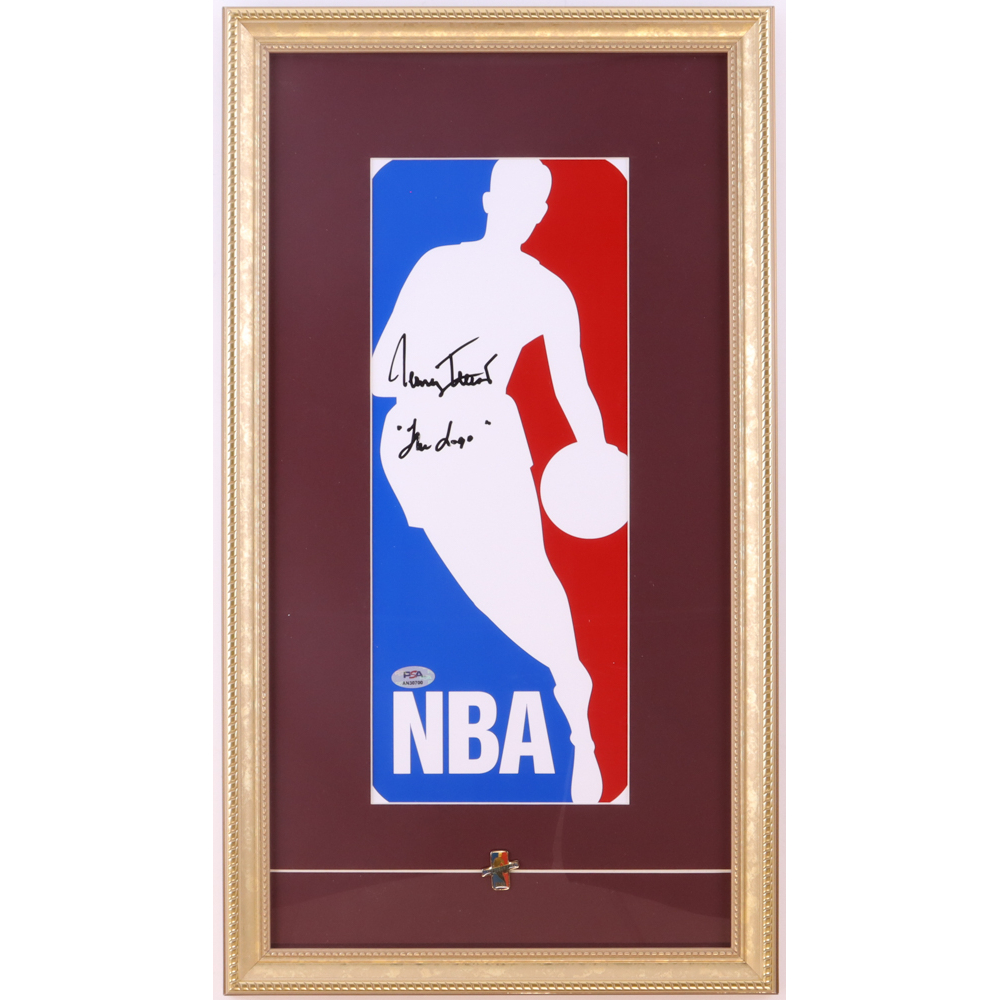 Jerry West Signed NBA Logo Custom Framed Photo Display With NBA Logo ...
