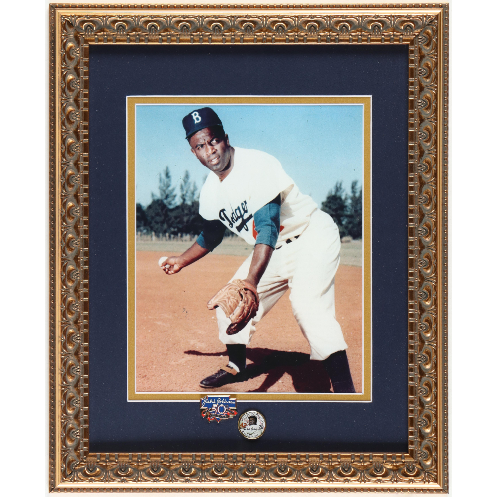 Jackie Robinson Brooklyn Dodgers Custom Framed Photo Display With ...