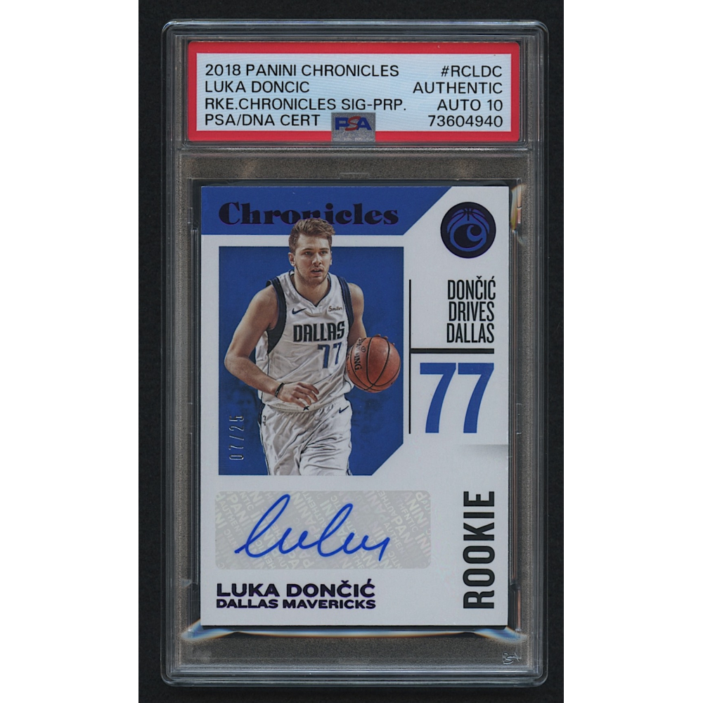 Luka Doncic 2018-19 Panini Chronicles Rookie Signatures #23 Purple RC ...