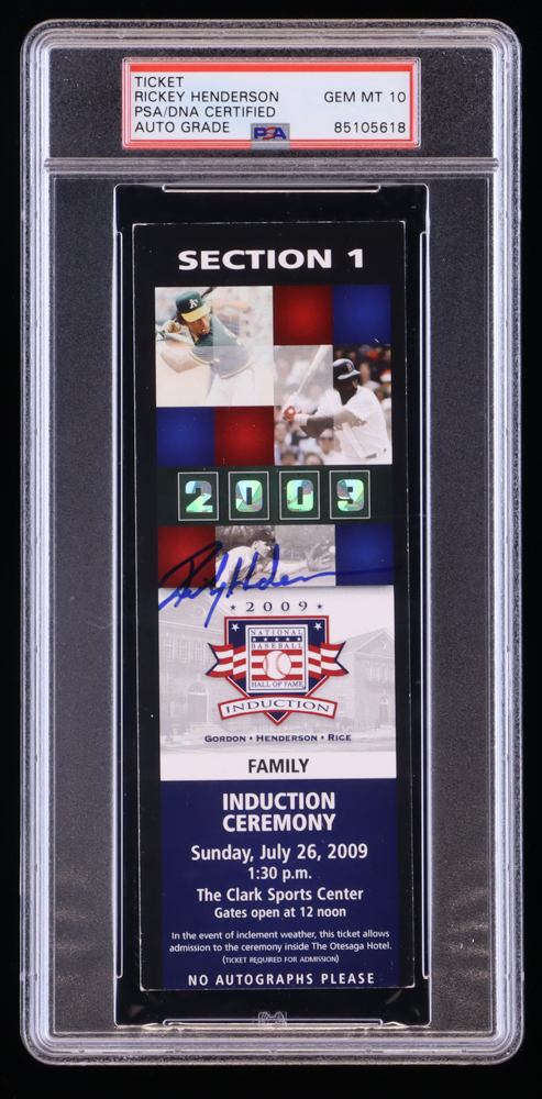 Rickey Henderson Signed 2009 National Baseball Hall of Fame Induction ...