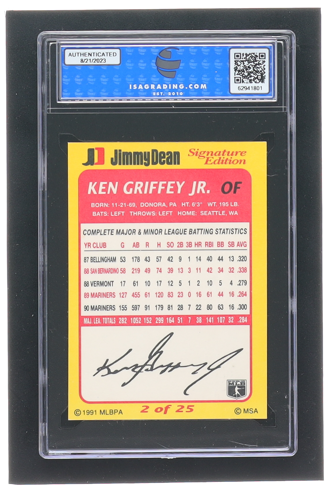 Ken Griffey Jr. 1991 Jimmy Dean #2 (ISA 4) | Pristine Auction