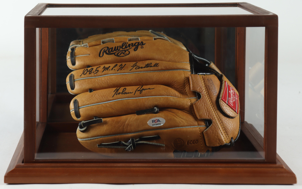 Nolan Ryan Signed Vintage Brown Rawlings Baseball Glove With Display ...