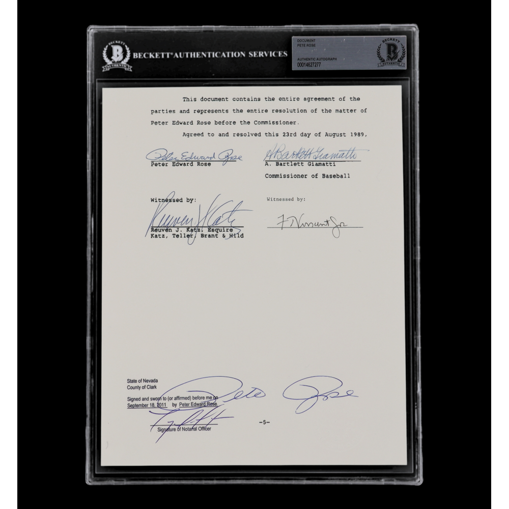 Pete Rose Signed "Banned from Baseball" Document (Beckett) | Pristine ...