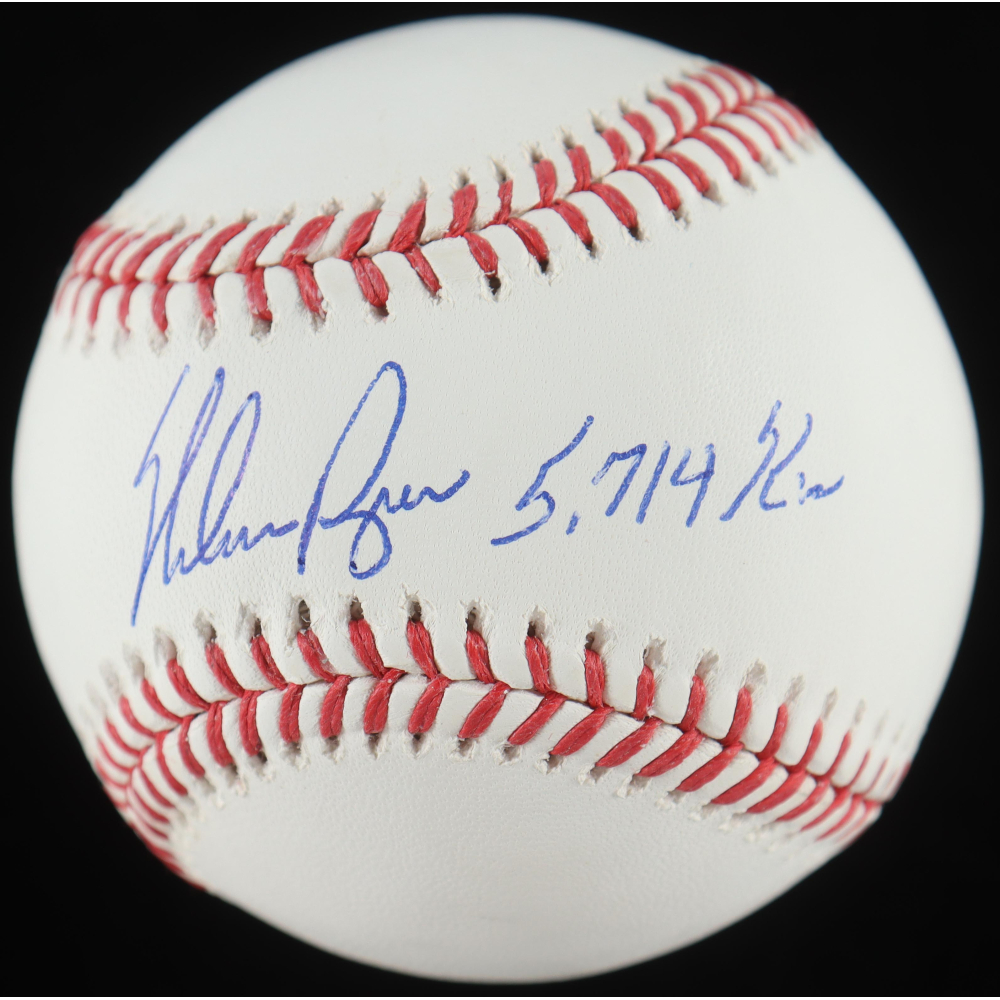 Nolan Ryan Signed OML Baseball Inscribed "5,714 K's" (AIV) | Pristine ...