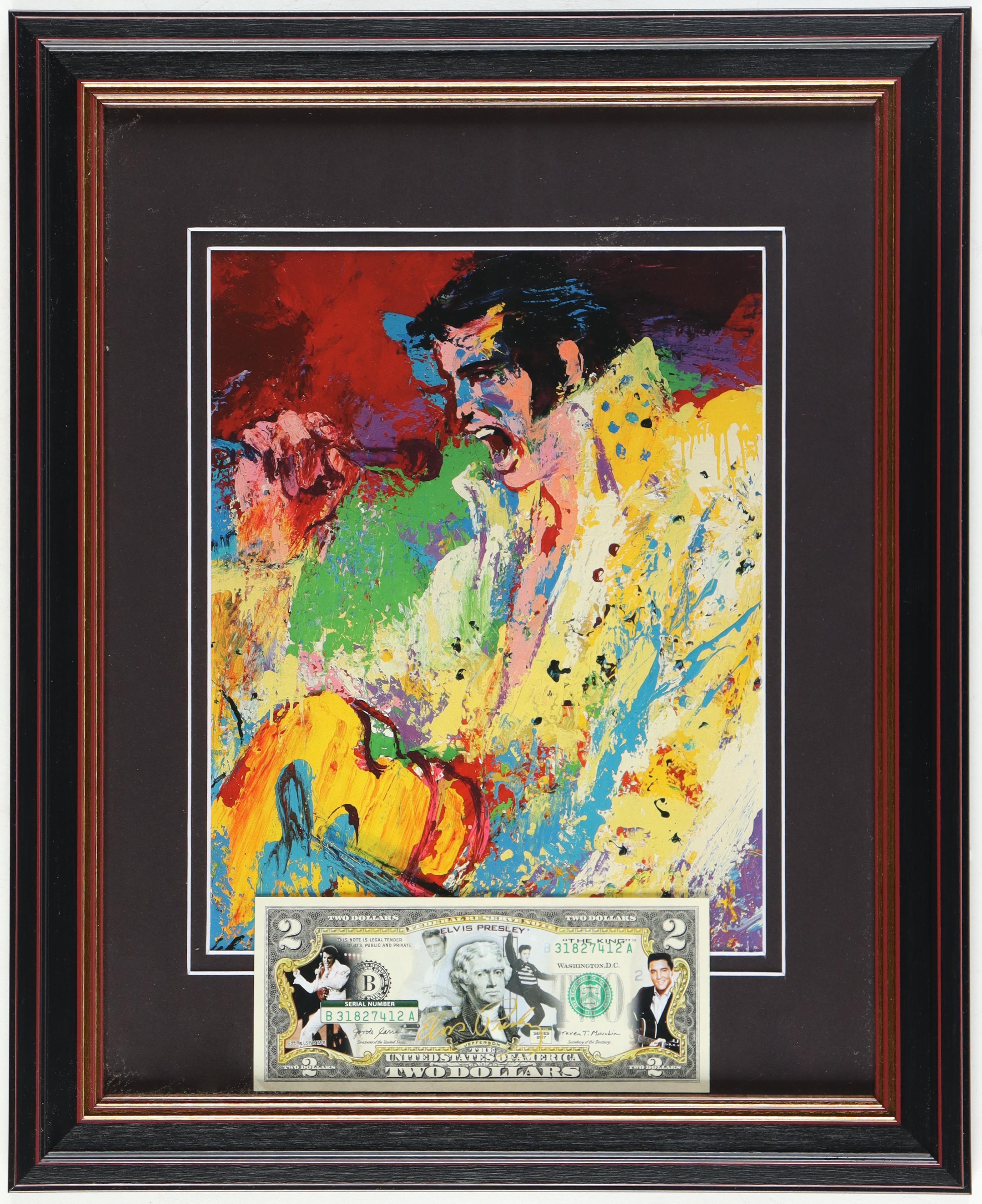 LeRoy Neiman Vintage "Elvis Presley" Art Print Display with Colorized ...