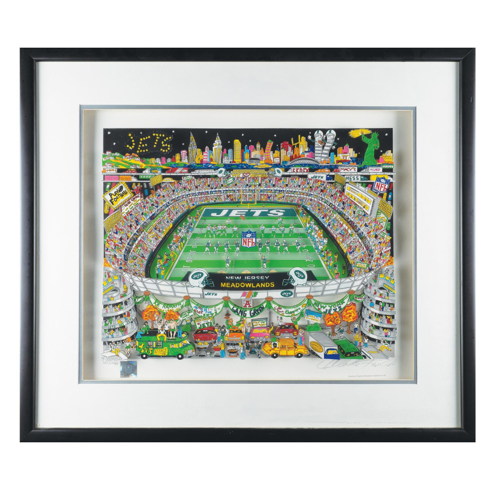 Charles Fazzino "New York Jets" LE Custom Framed 3D Silk Screen | Pristine Auction