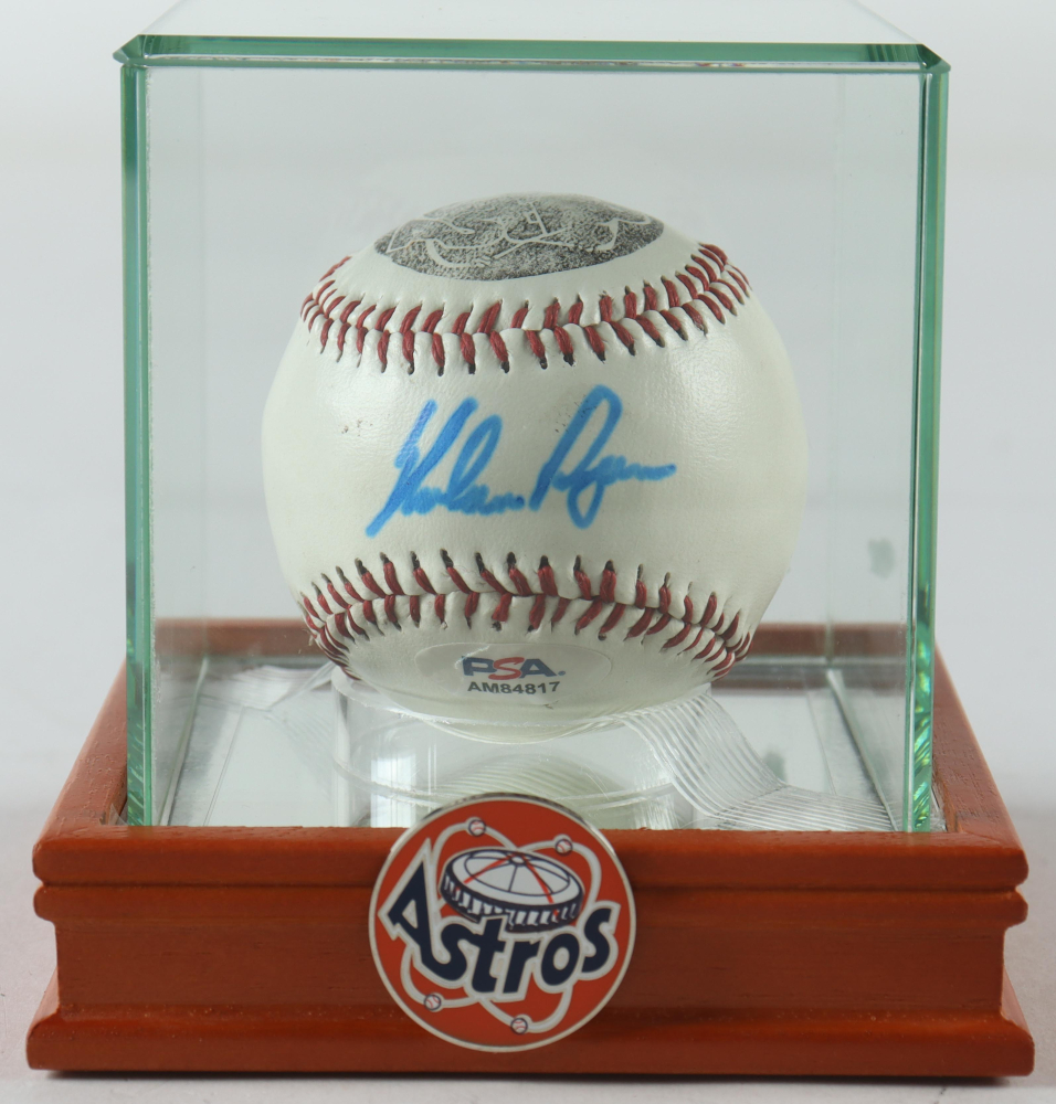 Nolan Ryan Signed Astros Logo Baseball With Wood Display Case (PSA) | Pristine Auction