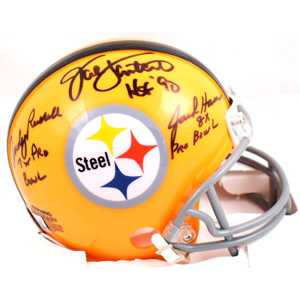 Jack Ham, Andy Russell & Jack Lambert Signed Steelers Throwback Mini ...