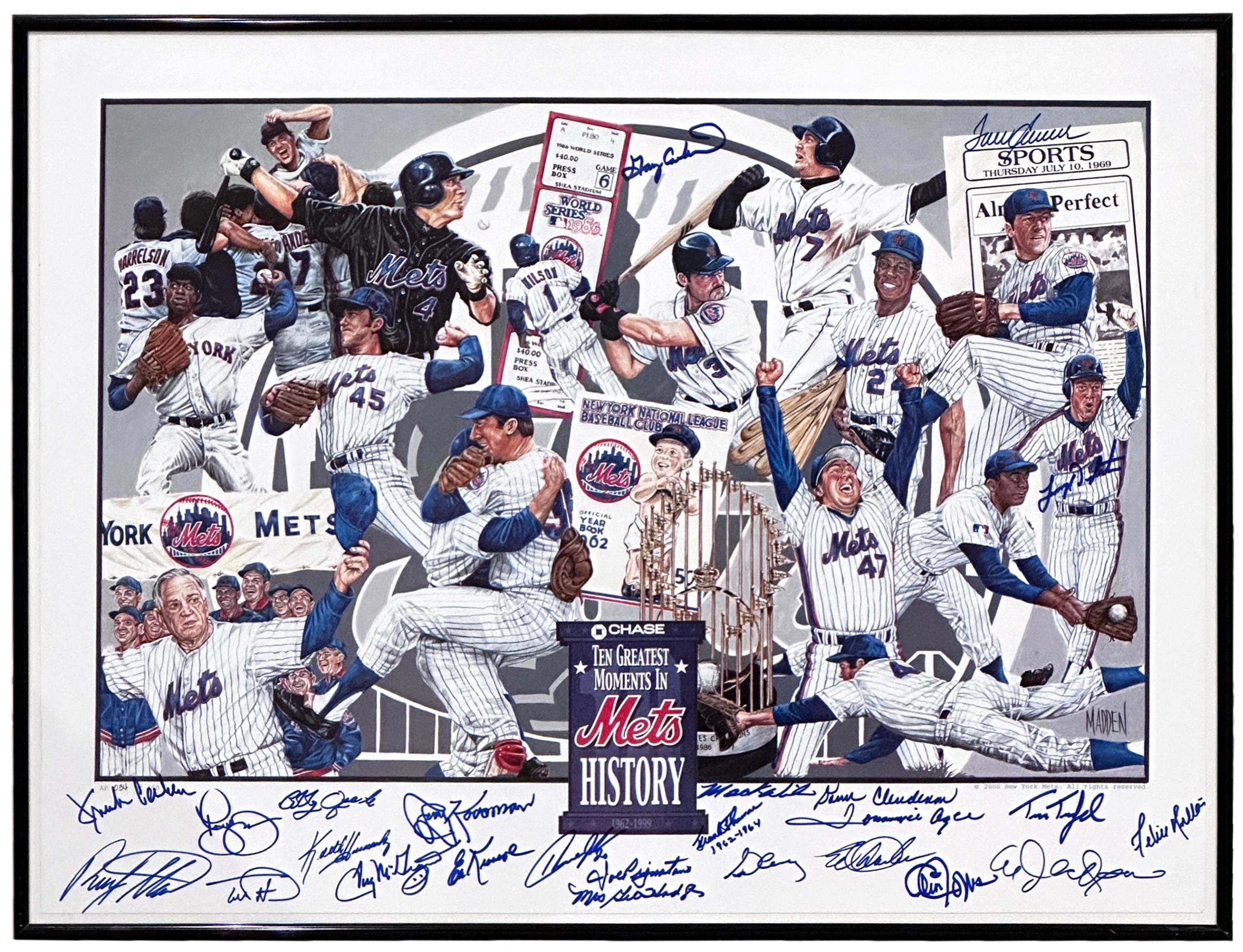 Mets Old-Timers and Stars Custom Framed Print Signed By (25) with Gary ...