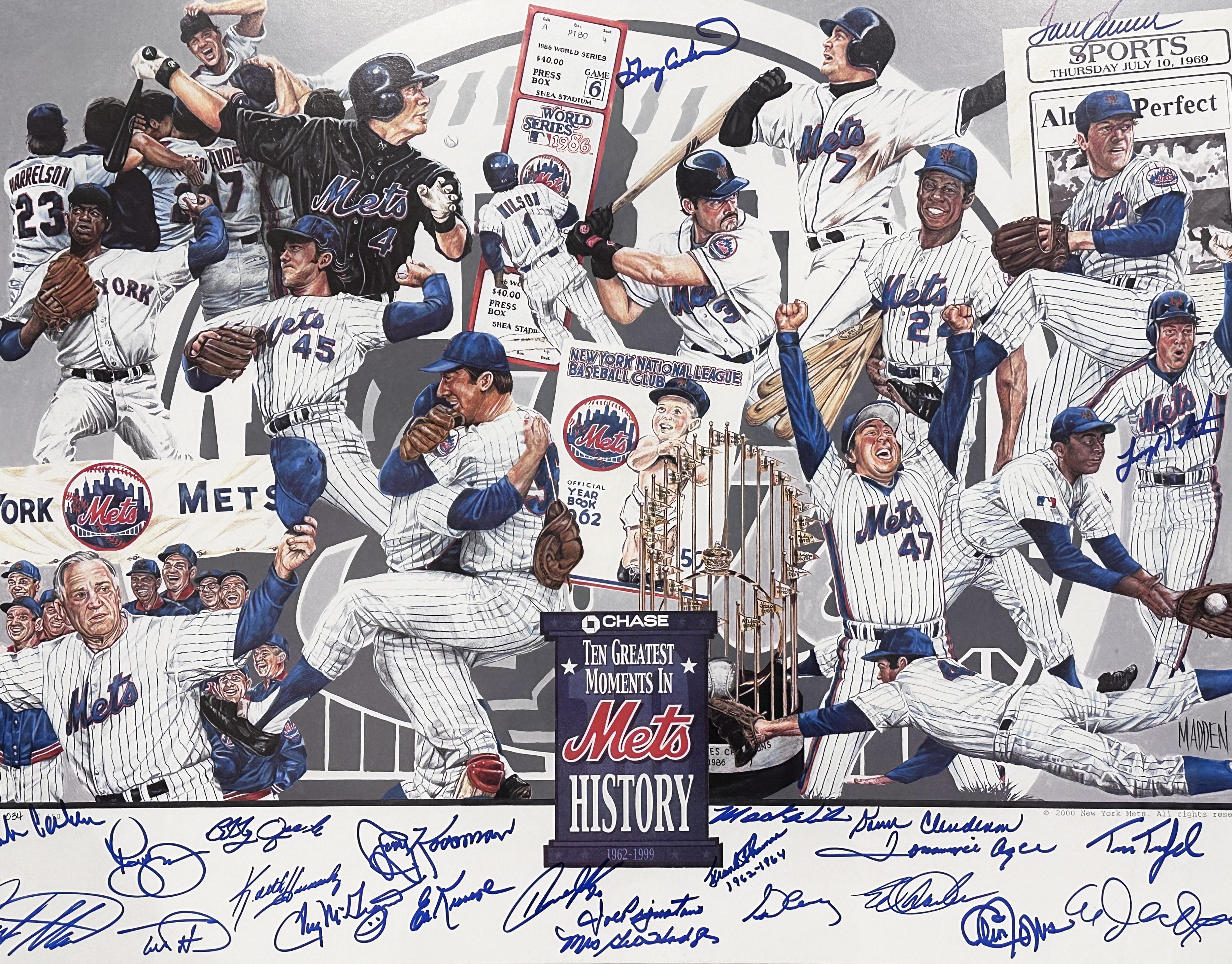 Mets Old-Timers and Stars Custom Framed Print Signed By (25) with Gary ...