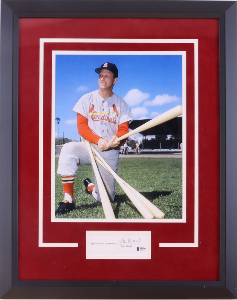 Stan Musial Signed Cardinals 20x25 Custom Framed Cut Display (Beckett ...