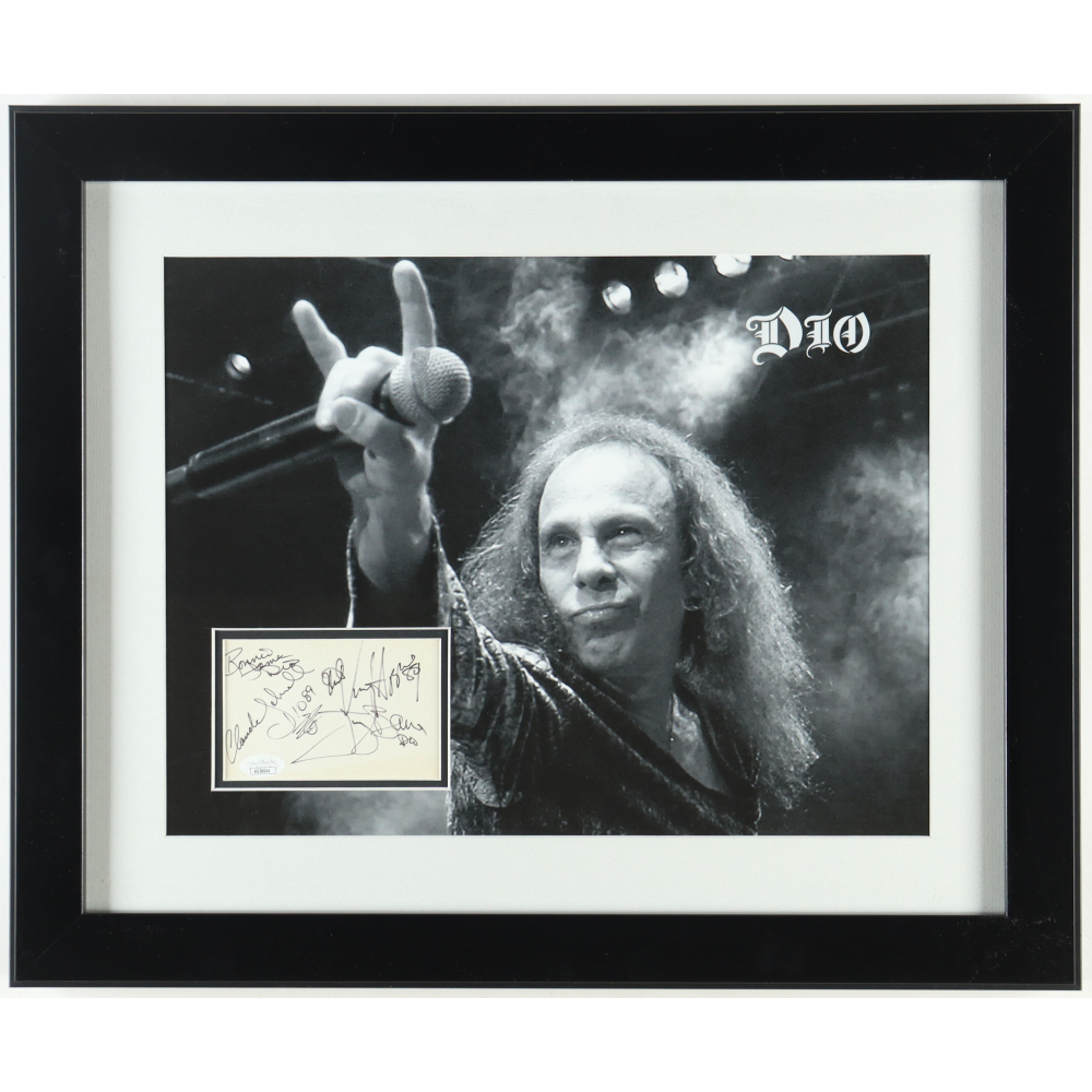 "Dio" Custom Framed Cut Display Band-Signed By (4) with Ronnie James ...