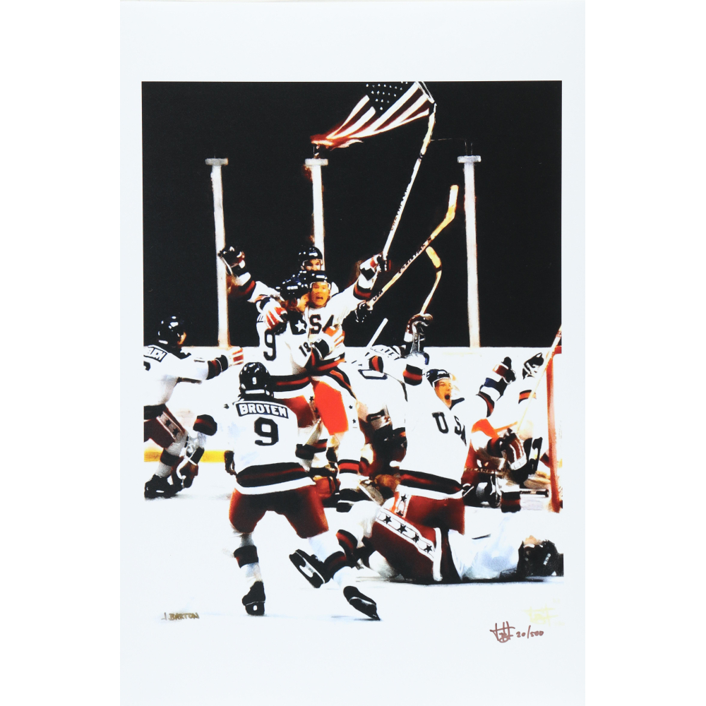 1980 Team USA - Joshua Barton Signed LE 12x18 Lithograph #/500 (PA ...