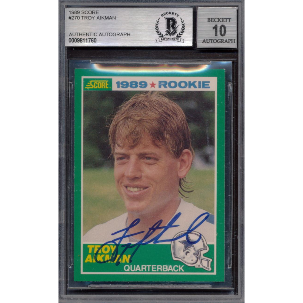 Troy Aikman Signed 1989 Score #270 RC (BGS | Autograph Graded 10) | Pristine Auction