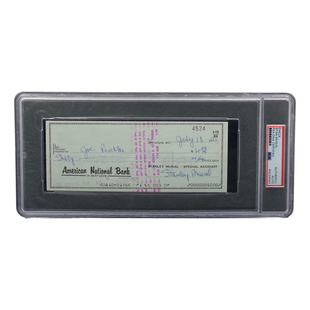 Stan Musial Signed 1975 Personal Bank Check (PSA) | Pristine Auction