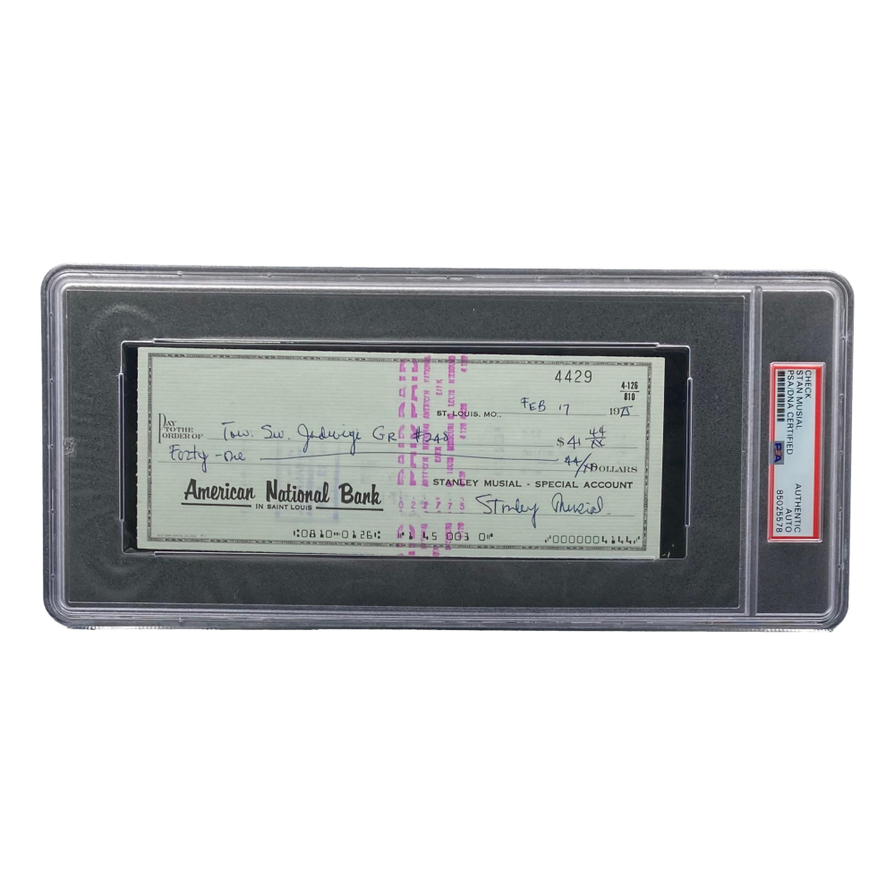 Stan Musial Signed 1975 Personal Bank Check (PSA) | Pristine Auction