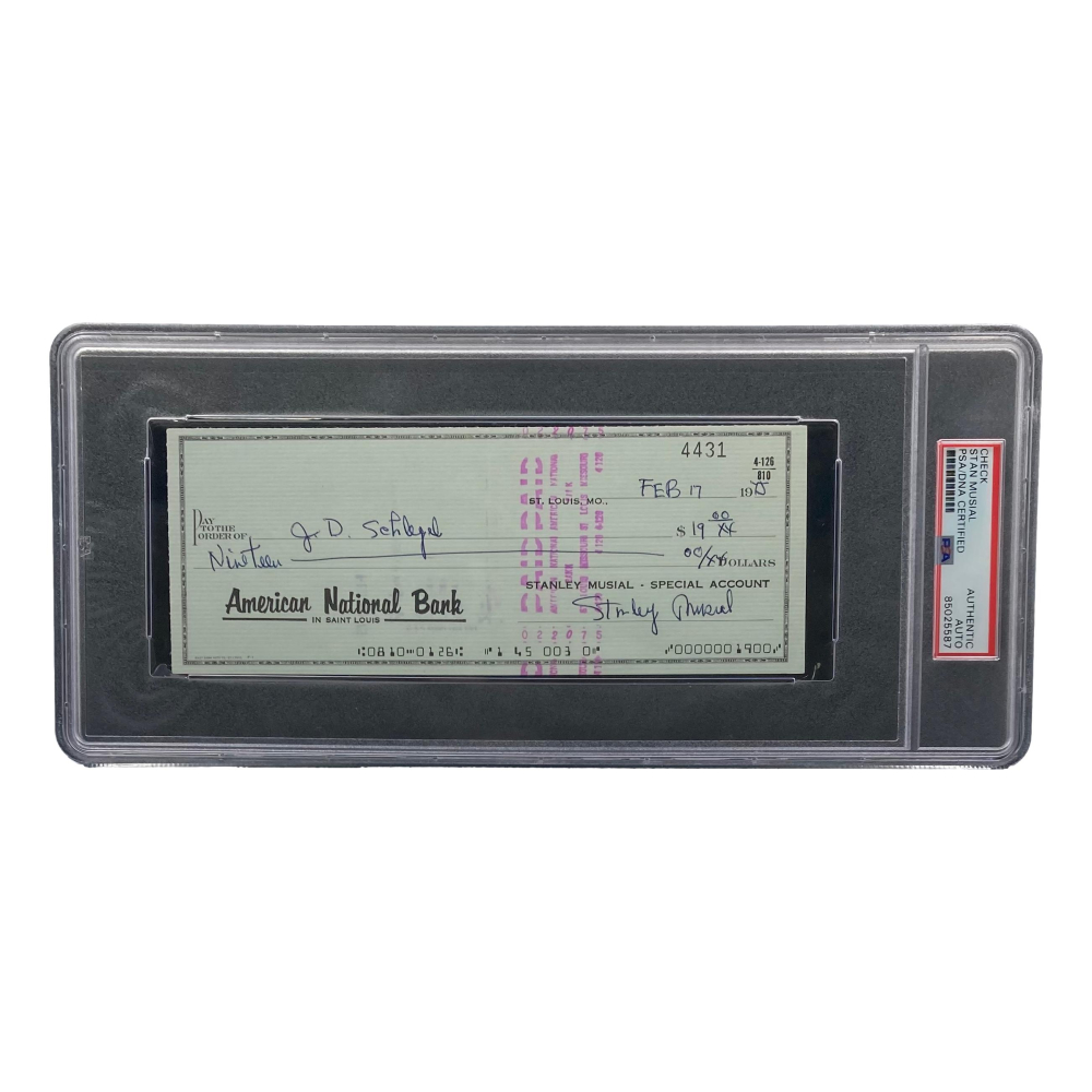 Stan Musial Signed 1975 Personal Bank Check (PSA) | Pristine Auction