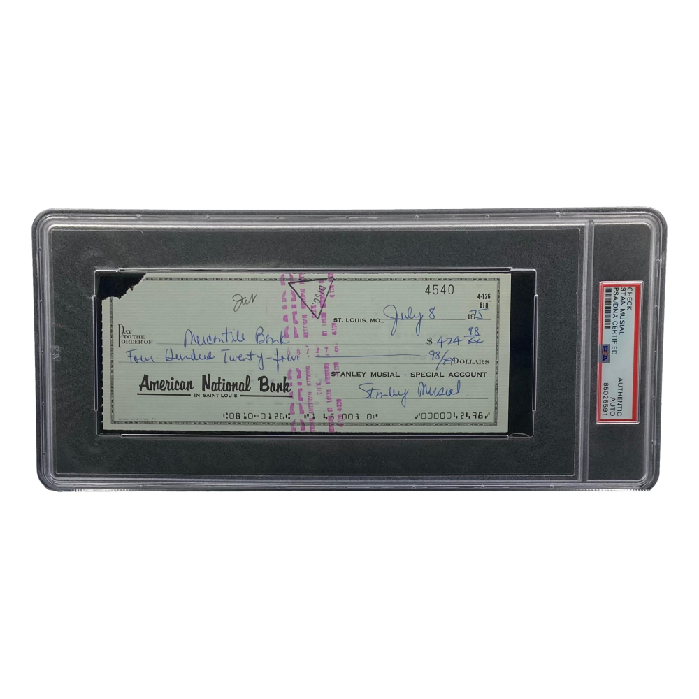 Stan Musial Signed 1975 Personal Bank Check (PSA) | Pristine Auction