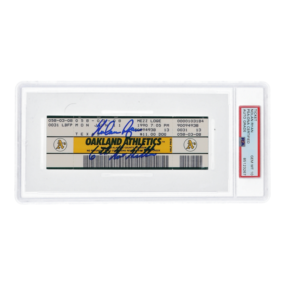 Nolan Ryan Signed 1990 Rangers 6th No-Hitter Game Ticket Inscribed "6th ...