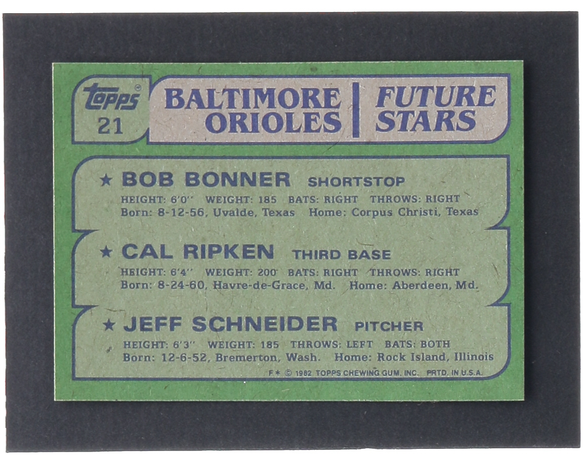 Bob Bonner / Cal Ripken / Jeff Schneider 1982 Topps #21 RC | Pristine ...