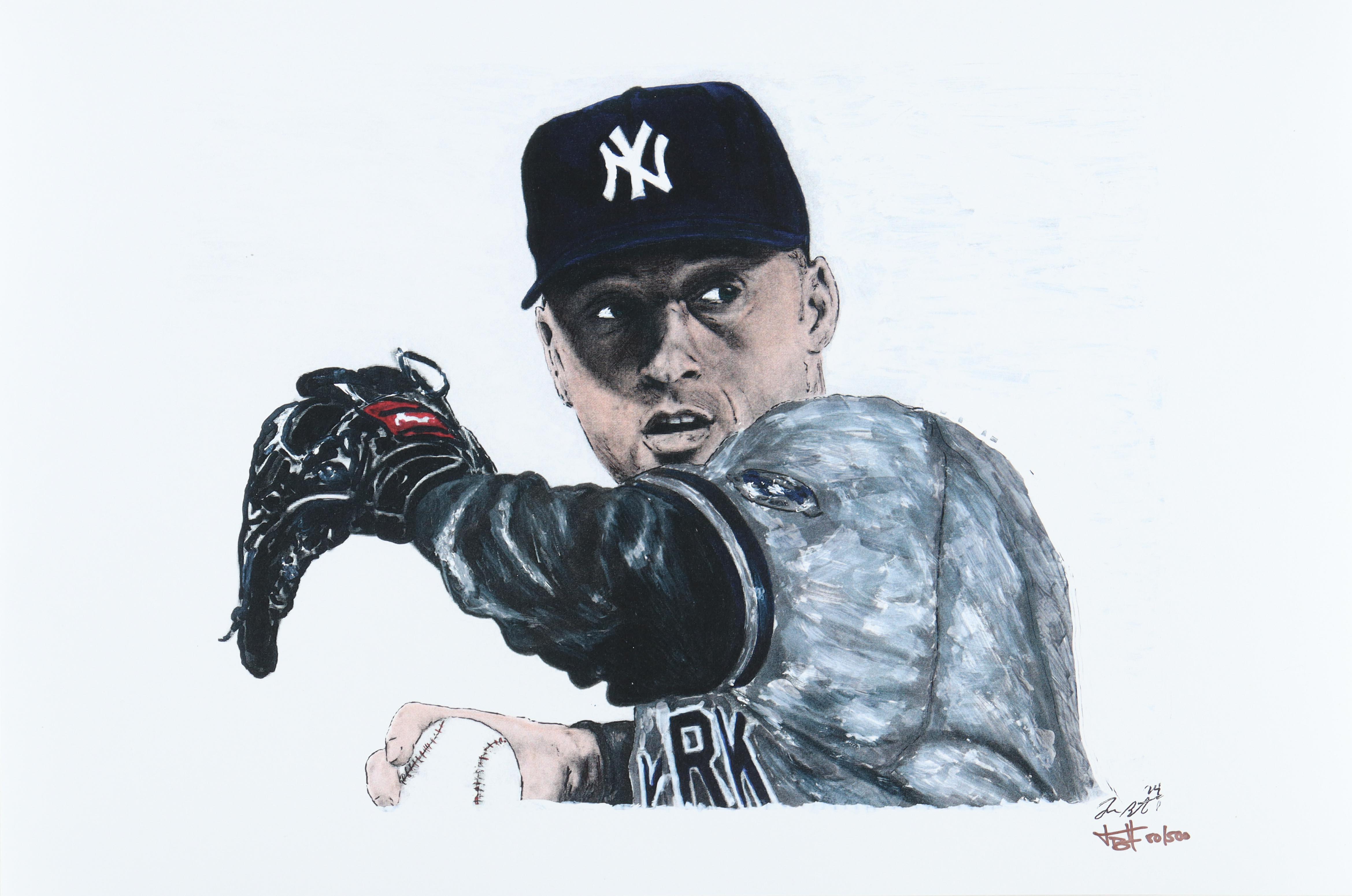 "Derek Jeter" Yankees LE 12x18 Lithograph by Joshua Barton #/500 (PA ...
