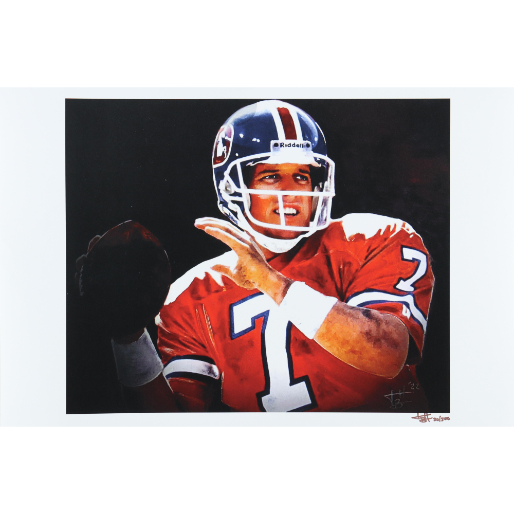 John Elway - Broncos - Joshua Barton Signed LE 12x18 Lithograph #/500 ...